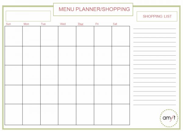 Monthly and Weekly Menu Planners {Free Printables} - AMFT