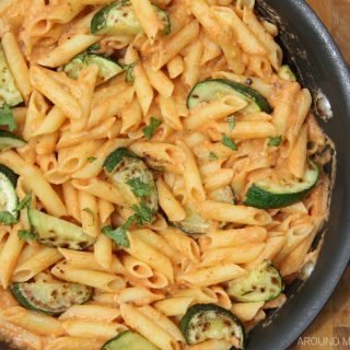 Baked Pasta with Sriracha Cream Sauce - Around My Family Table