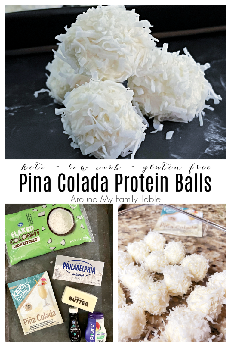Pina Colada Protein Balls (Keto, No Bake) - Around My Family Table
